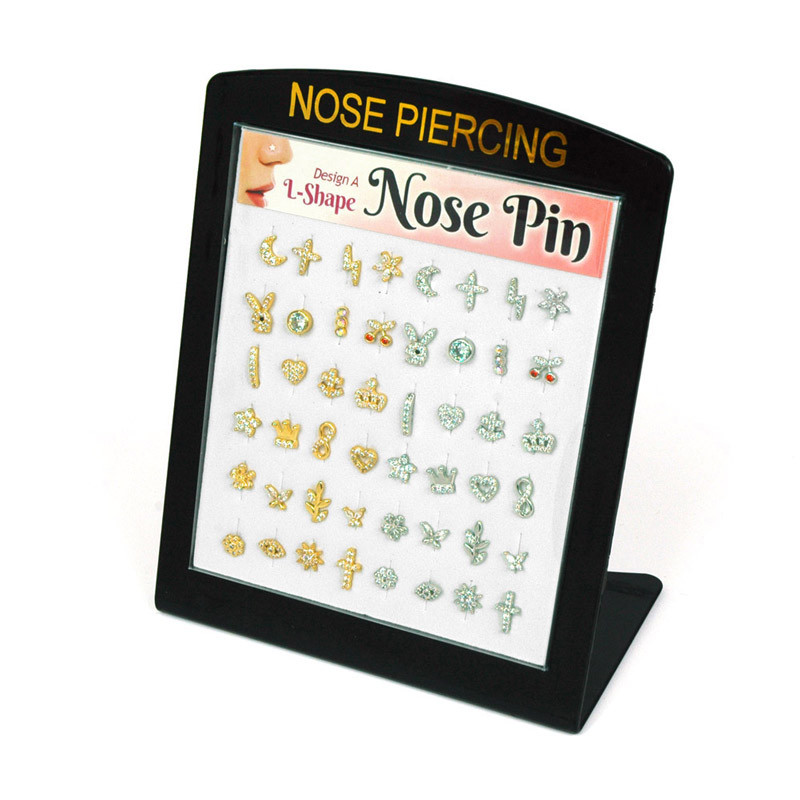 NOSE PIN L SHAPE MIX DESIGN DISPLAY - 48CT