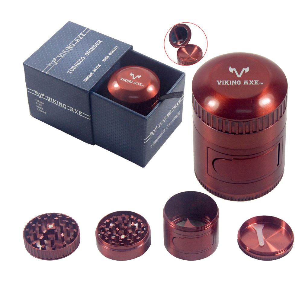 VIKING AXE 52MM 4 PARTS GRINDER WITH POCKET MIRROR - GV030-52OP