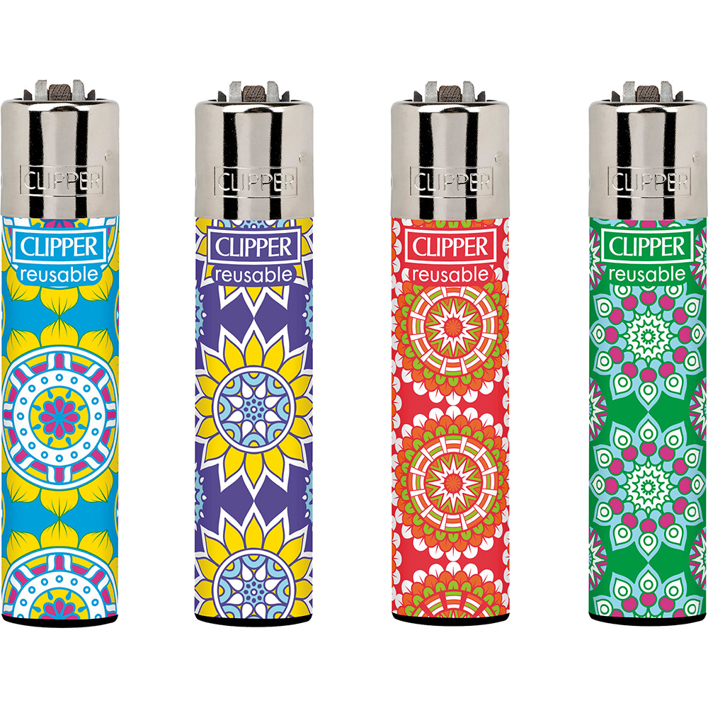 FLOWER GEOMETRIC CLIPPER LIGHTERS - 48CT - World Wholesale