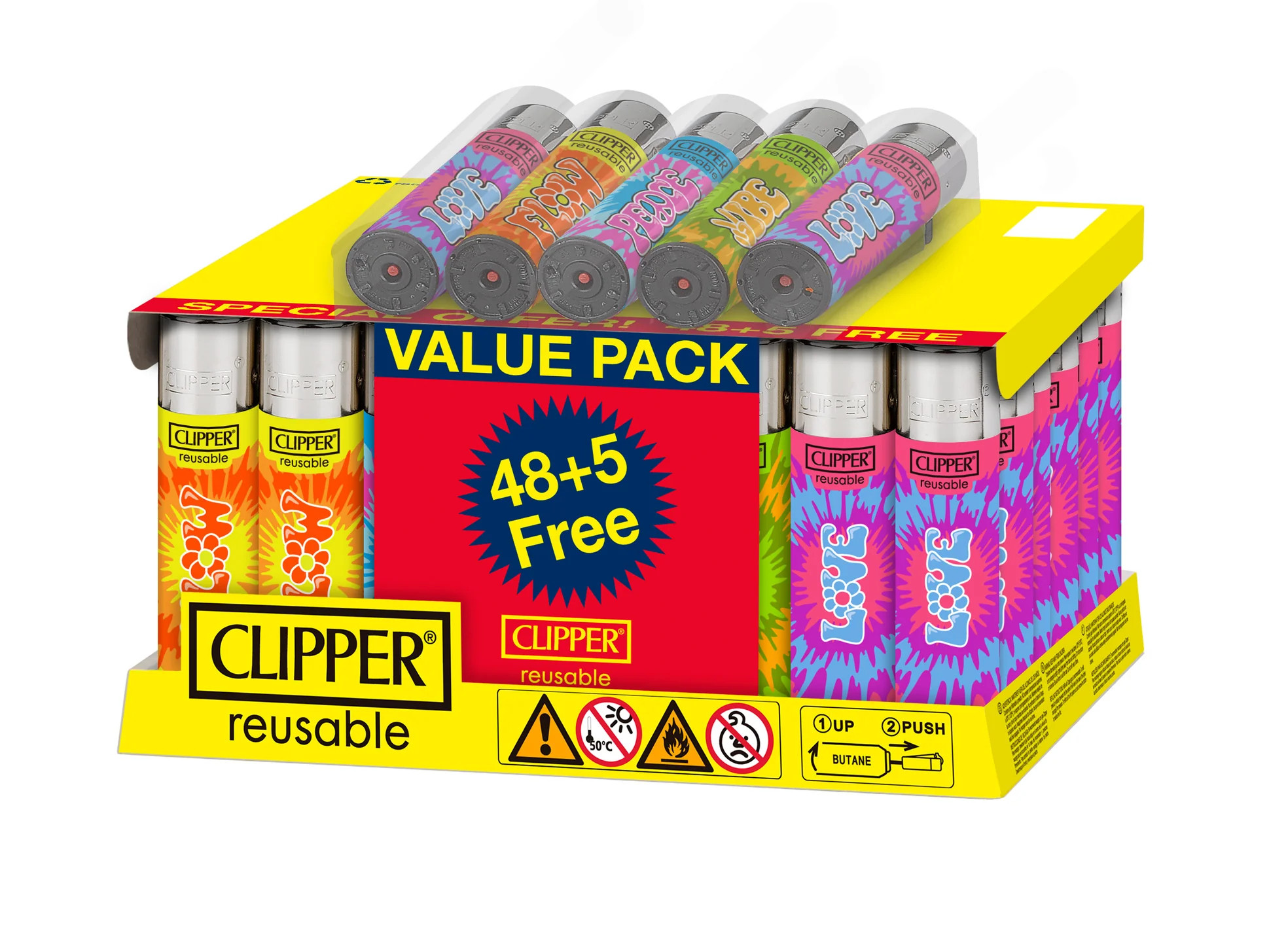CLIPPER CLASSIC LARGE PRINTED NEW TIE DYE - 48CT DISPLAY