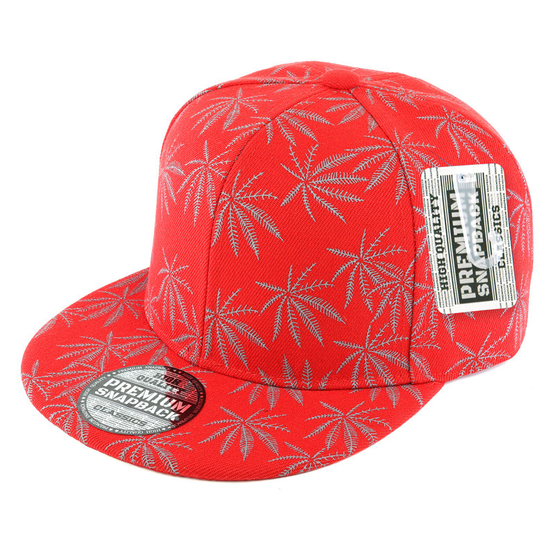 WEED PATTERN DESIGN SNAPBACK HAT RED - 12CT DISPLAY