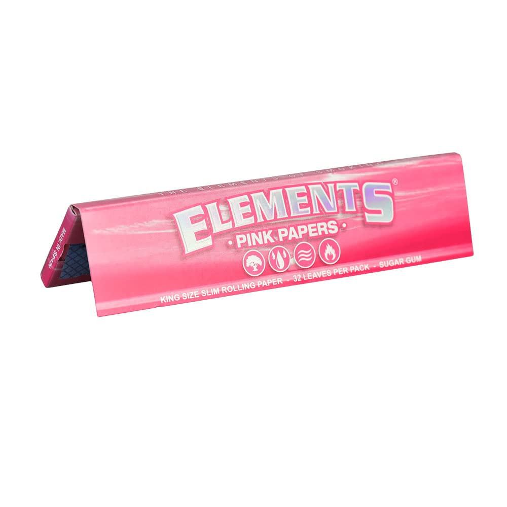 ELEMENTS PINK 32-PACK KING SIZE SLIM ROLLING PAPERS - DISPLAY OF 50
