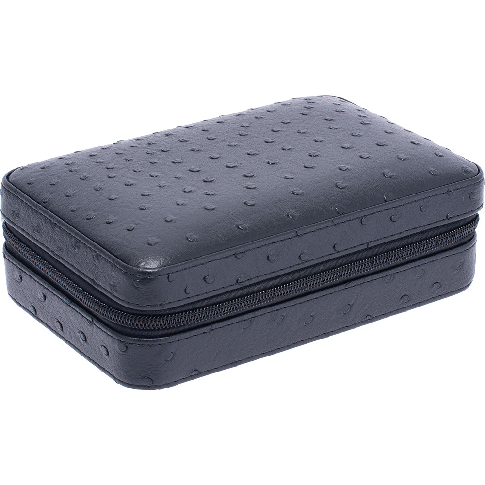 8" BLACK VEGAN LEATHER CIGAR CEDAR BOX (HOLDS 4 CIGARS)