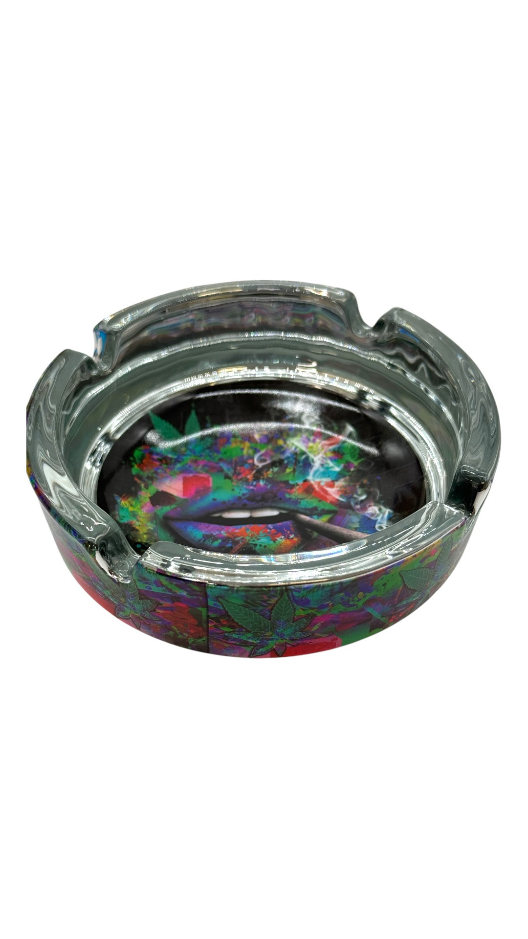 DESIGNED GLASS ROUND ASHTRAY