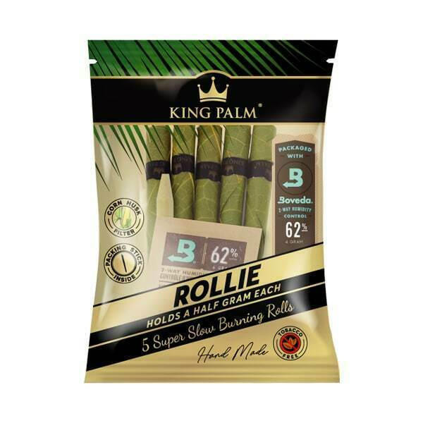 KING PALM - 5 ROLLIES POUCH WITH BOVEDA FRESH PACK DISPLAY BOX (15CT)