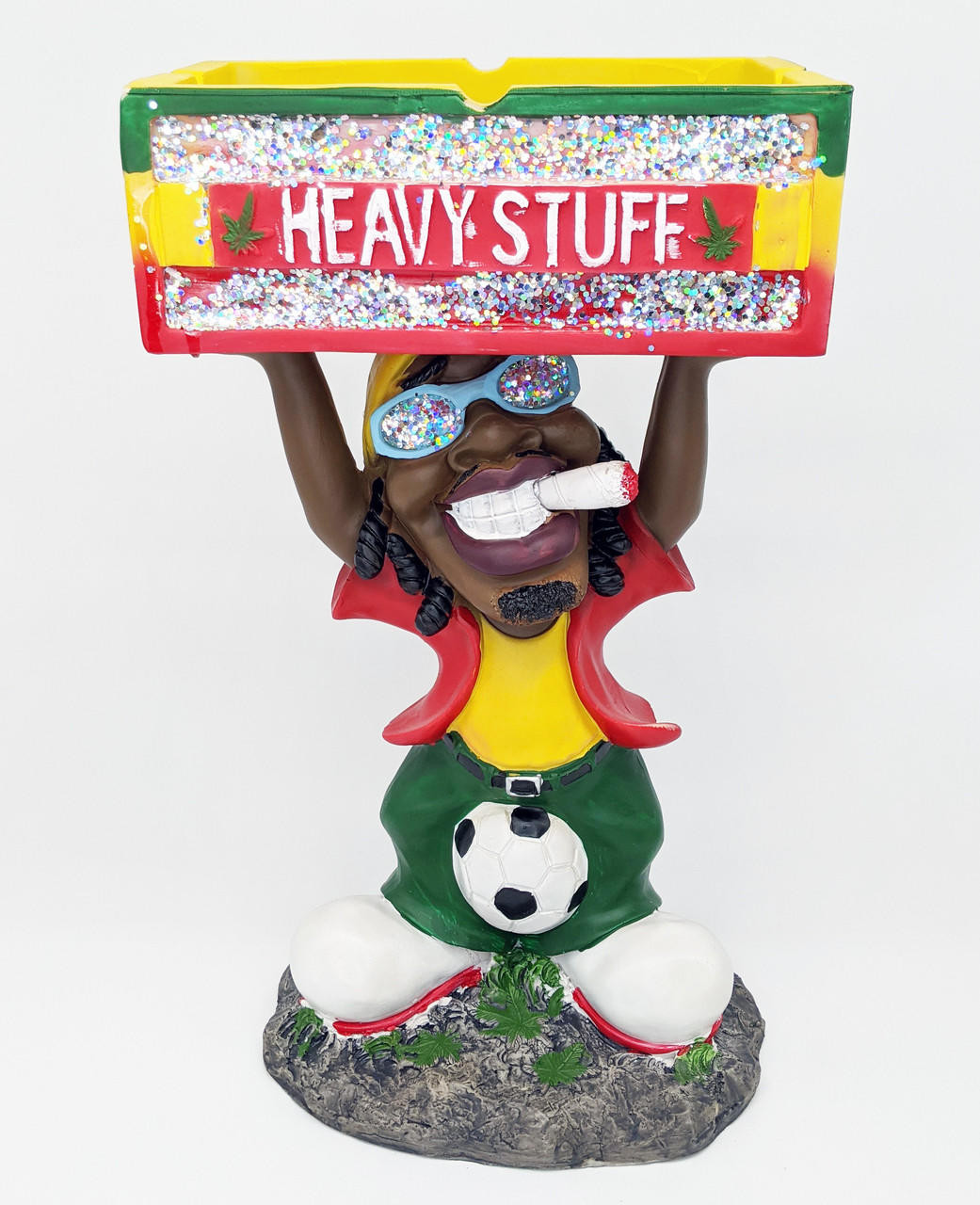 VERY LARGE JAMAICAN HOLDING "HEAVY STUFF" ASHTRAY 17" (LT154)