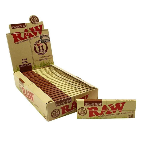 RAW 1 1/4 ORGANIC ROLLING PAPERS DISPLAY - 24CT - World Wholesale