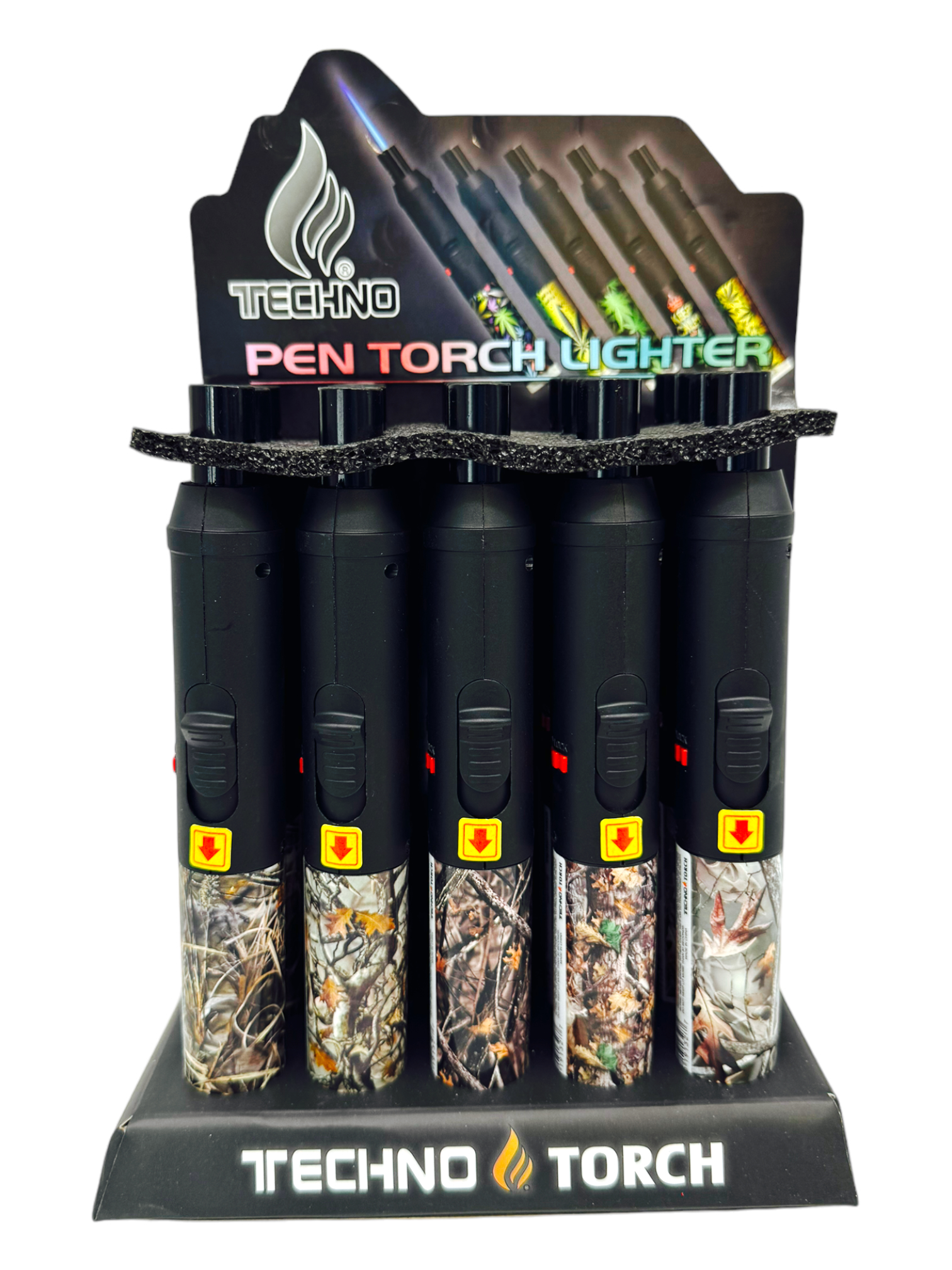 TECHNO PEN TORCH GAS GUN LIGHTER GLOSSY COLORS - 15CT DISPLAY