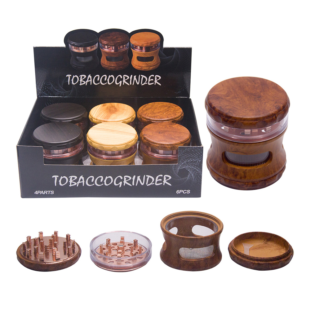 4 PART CAT SHAPED GRINDER WITH RUBBER FINISH ASSORTED COLOR - 6CT