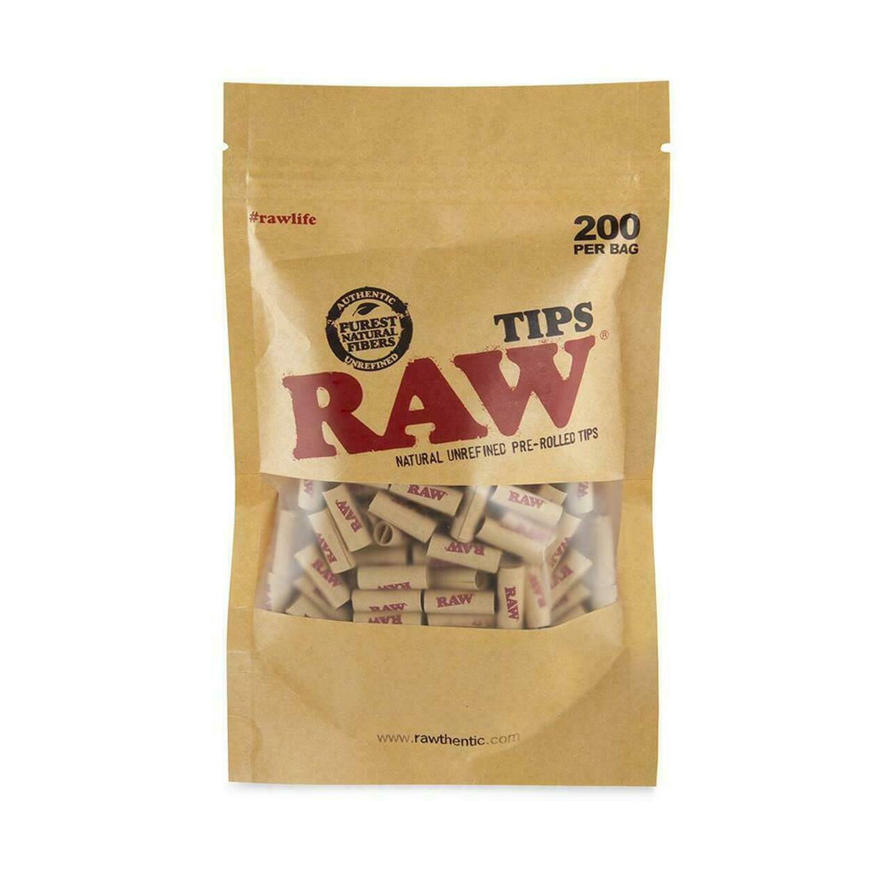 RAW AUTHENTIC PRE-ROLLED WIDE TIPS - 20CT