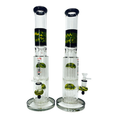 METRIX WIG WAG DESIGN WITH DOUBLE TREE PERC WATERPIPE 16"