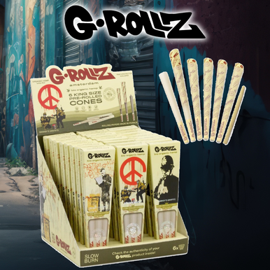 G-ROLLZ - BANKSY'S GRAFFITI - ORGANIC HEMP EXTRA THIN KING SIZE CONES ...