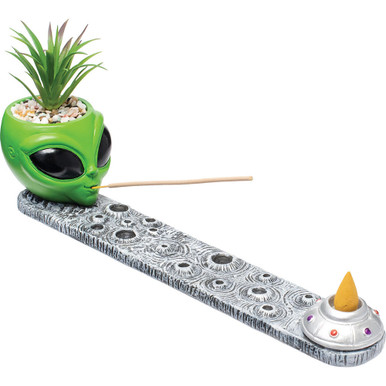 FUJIMA ALIEN INCENSE BURNER WITH PLANT 12.5"