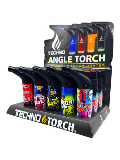 TECHNO ANGLE TORCH GAS GUN LIGHTER RUNTZ - 15CT DISPLAY - World Wholesale