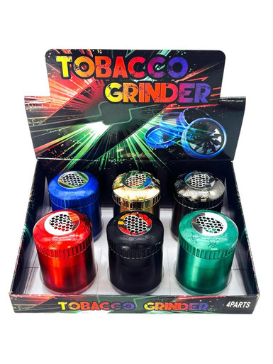 4 PART MIXED COLOR GRINDER WITH A SKULL DESIGN STORAGE ON TOP 52MM - 6CT