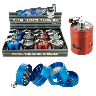 SOLID COLORS 40MM 4 PART HAND CRANK GRINDERS - 12CT