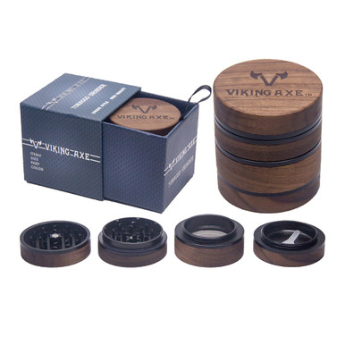 4 PART WOOD DESIGN 63MM VIKING GRINDER - GOLD