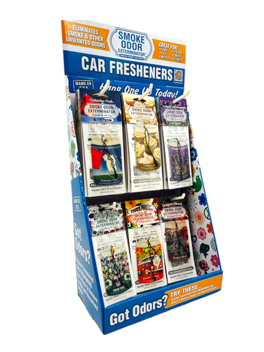 SMOKE ODOR CANDLE FOR THE CAR HANGER - DISPLAY OF 72