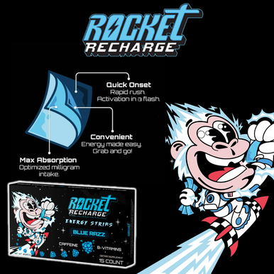 ROCKET RECHARGE ENERGY STRIPS 15-PACK - DSIPLAY OF 12