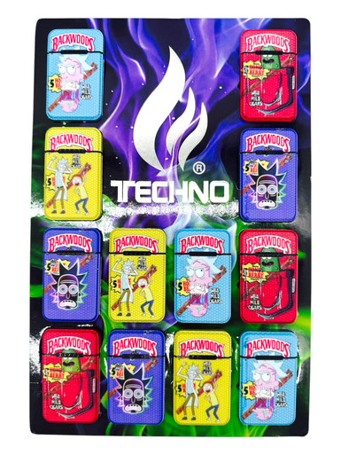 Bulk Techno Flip Top Lighter Backwoods R&M - Wholesale Lighters
