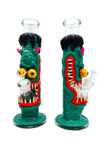 Monster Face Straight Waterpipe 14" | Bulk Glass Bongs