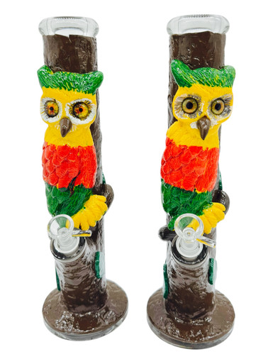 KAPOW Rasta Owl Waterpipe 14" | Wholesale Headshop Glass