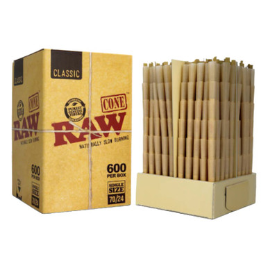 RAW Classic Pre-Rolled Cones 70mm/24mm Size - Display of 600 ...