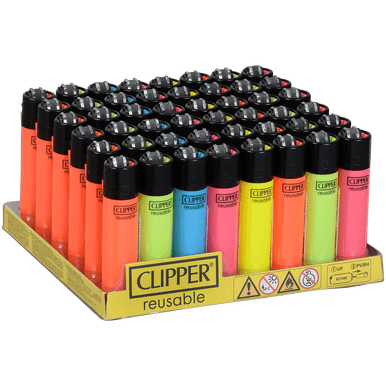 CLIPPER CP11 SOLID FLUORESCENT COLORS LIGHTERS DISPLAY OF 48 WHOLESALE ...