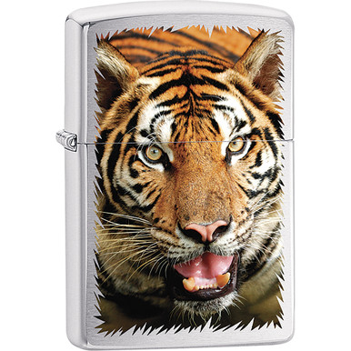Zippo Tiger Portrait Textured Edge Lighter Wholesale | World Wholesale