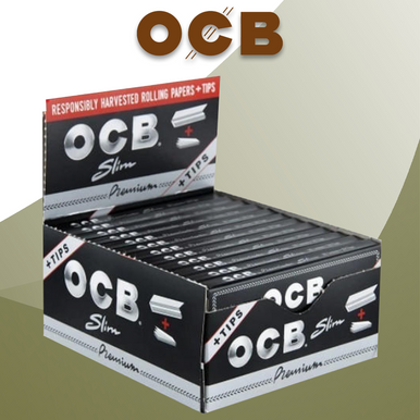 OCB PREMIUM SLIM PAPERS WITH TIPS - 24CT