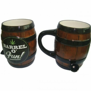 BARREL O'FUN PORCELAIN PIPE MUG 5" (WP134)