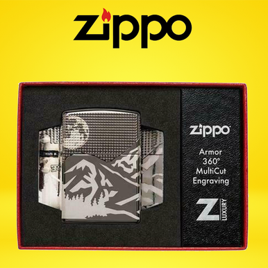ZIPPO - BLACK ICE ARMOR MOUNTAIN WINDPROOF LIGHTER - 1CT