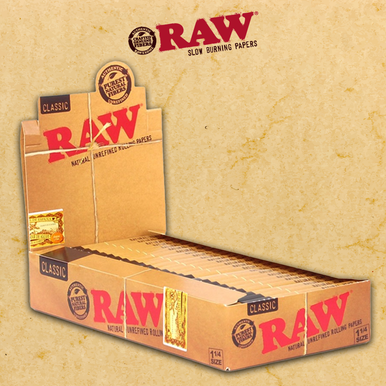 RAW 1 1/4 CLASSIC ROLLING PAPERS DISPLAY - 24CT