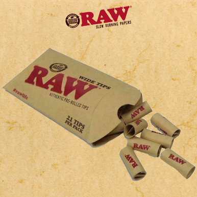 RAW AUTHENTIC PRE-ROLLED WIDE TIPS - 20CT