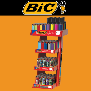 4 TIER BIC DISPLAY WITH 16 FREE REGULAR BIC LIGHTERS - 166CT