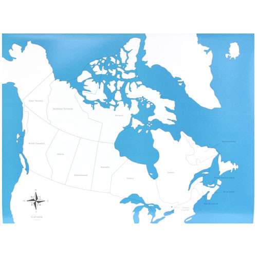 Canada Map labeled Montessori materials | Thinkamajigs