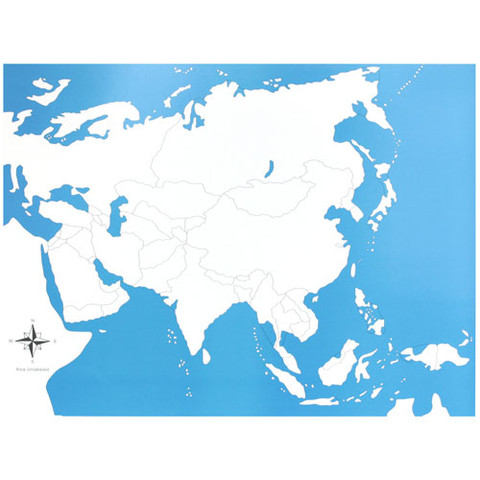 Asia Map unlabeled Montessori materials | Thinkamajigs