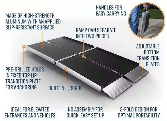 Trifold Aluminum Ramp | 5, 6, 7, 8 or 10' Lengths