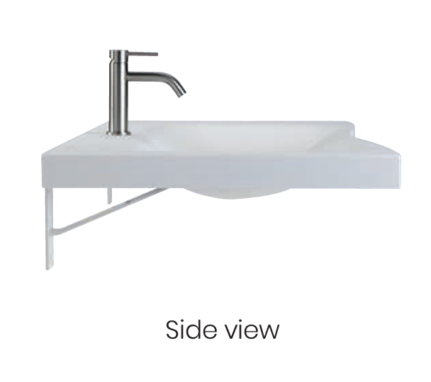 Solid Surface Sink with Curved Front | Wall Mounted | Shallow Basin