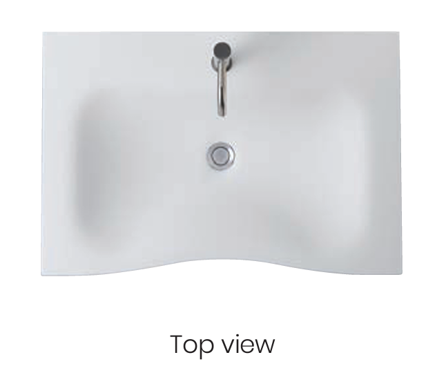Solid Surface Sink with Curved Front | Wall Mounted | Shallow Basin