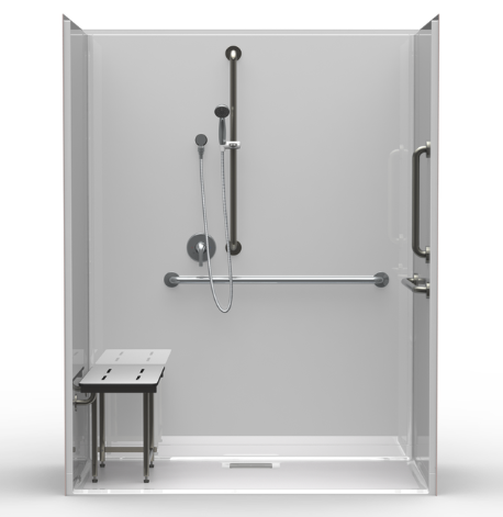 ADA Shower | 63 x 33 | Square Drain | Multi-Piece | Smooth