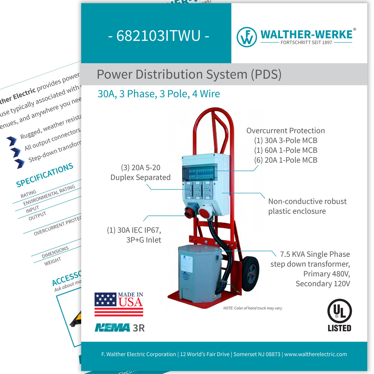 Walther Electric 682103ITWU Power Distribution System (PDS) Sales Sheet