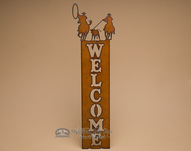 Rustic Metal Western Welcome Sign -Cowboy Boot (w24) - Mission Del Rey ...