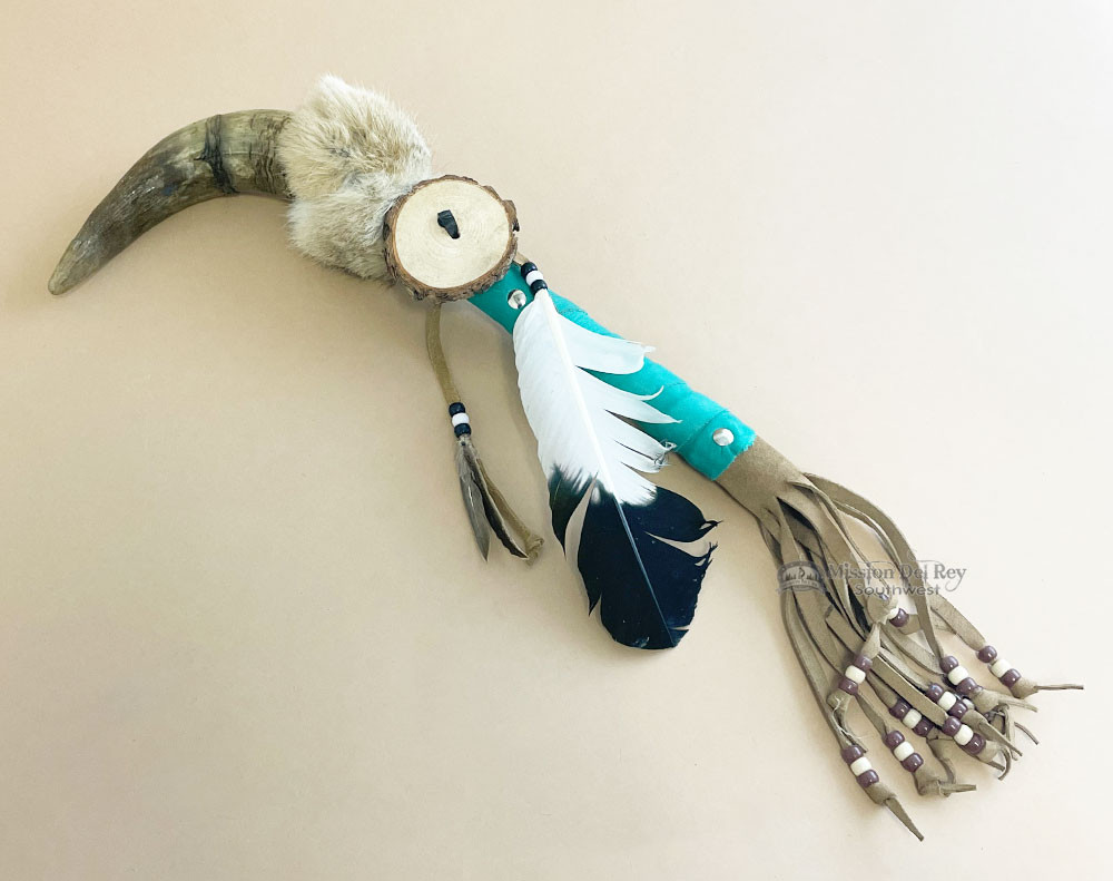 Native American Apache Buffalo Horn Rattle 24" (127) - Mission Del Rey ...