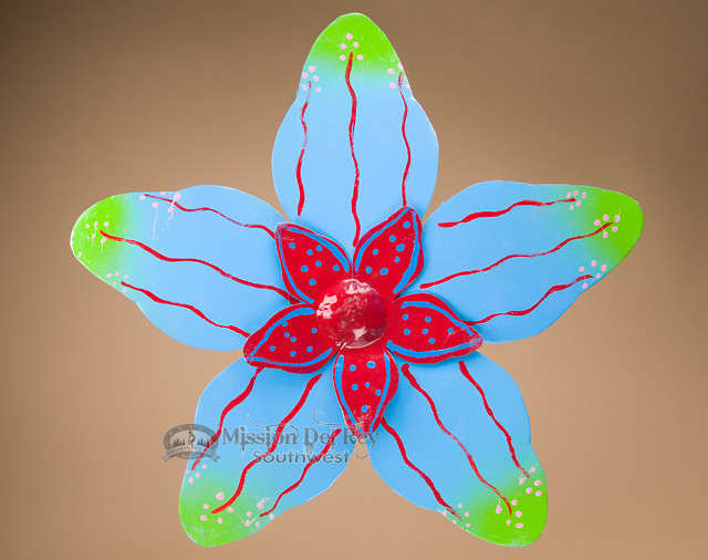 Rustic Metal Yard Art 23" -Blue Flower (ma119) - Mission Del Rey ...