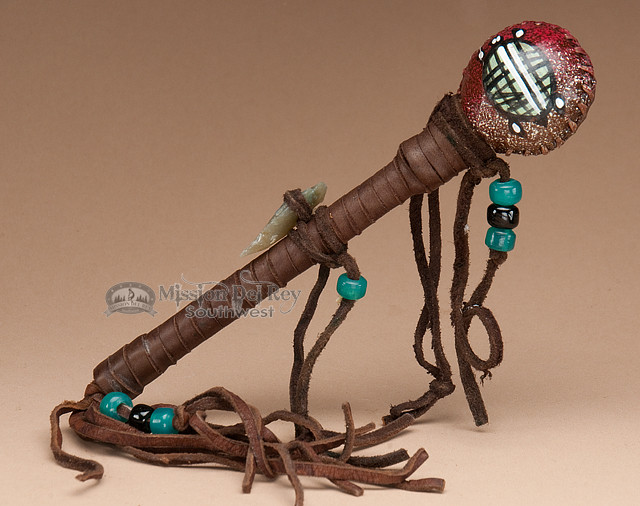 Painted Native American Rawhide Rattle 7" -Buffalo (r401) - Mission Del ...