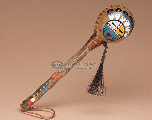 Native American Painted Rawhide Rattle 8" (rs6) - Mission Del Rey ...