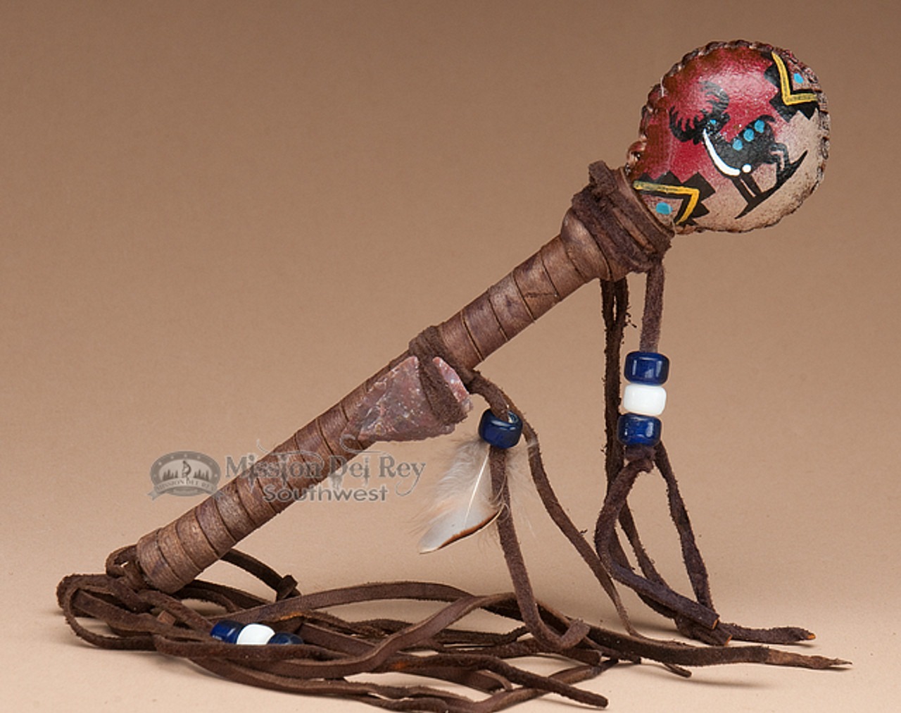Painted Navajo Indian Rawhide Rattle 8" -Deer (r146) - Mission Del Rey ...
