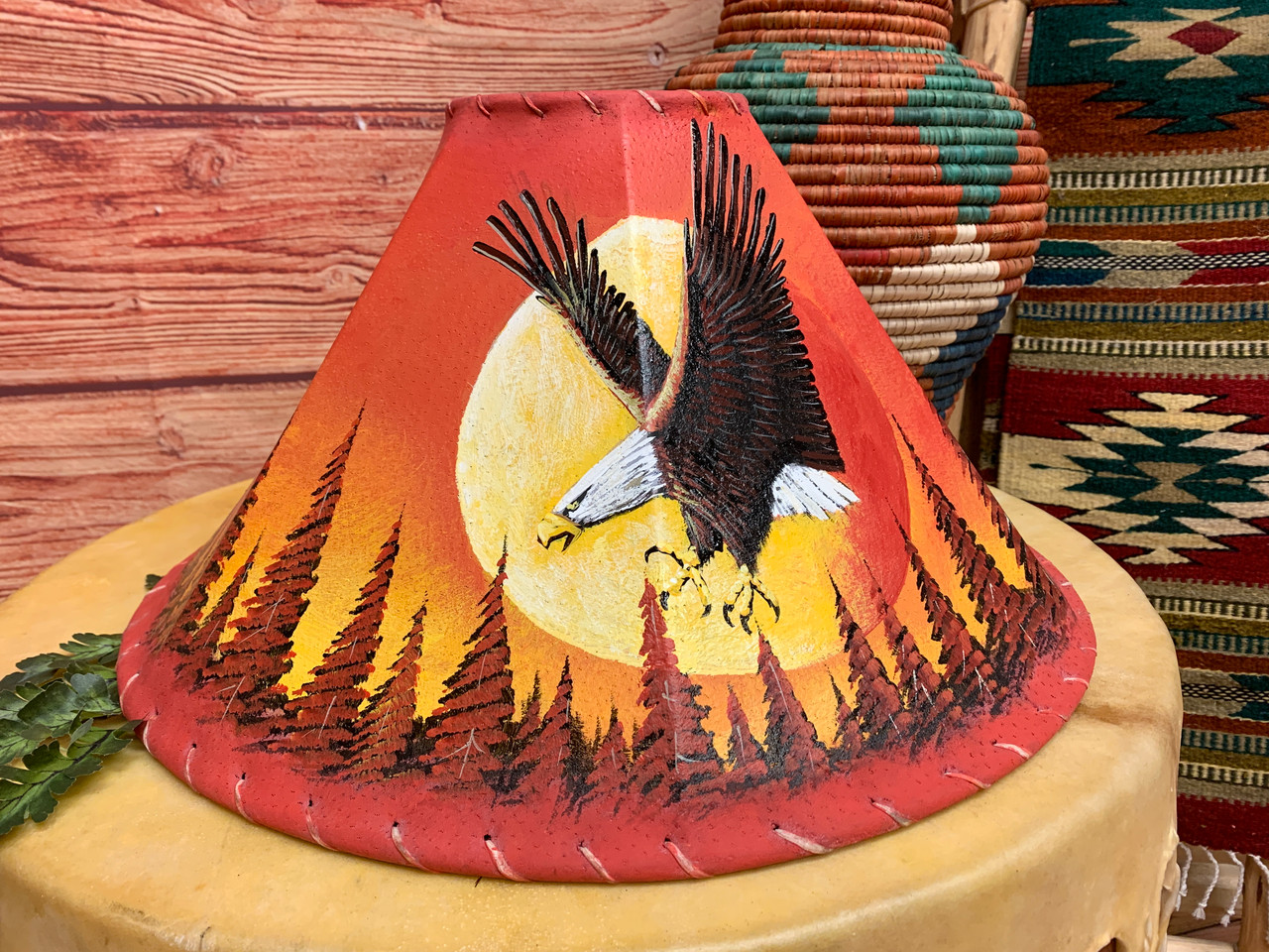 Painted Leather Lamp Shade 18" -Sunset Eagle (PL98) - Mission Del Rey ...