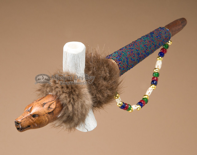 Native American Carved Wolf Head Pipe 15" -Wolf (p87) - Mission Del Rey ...